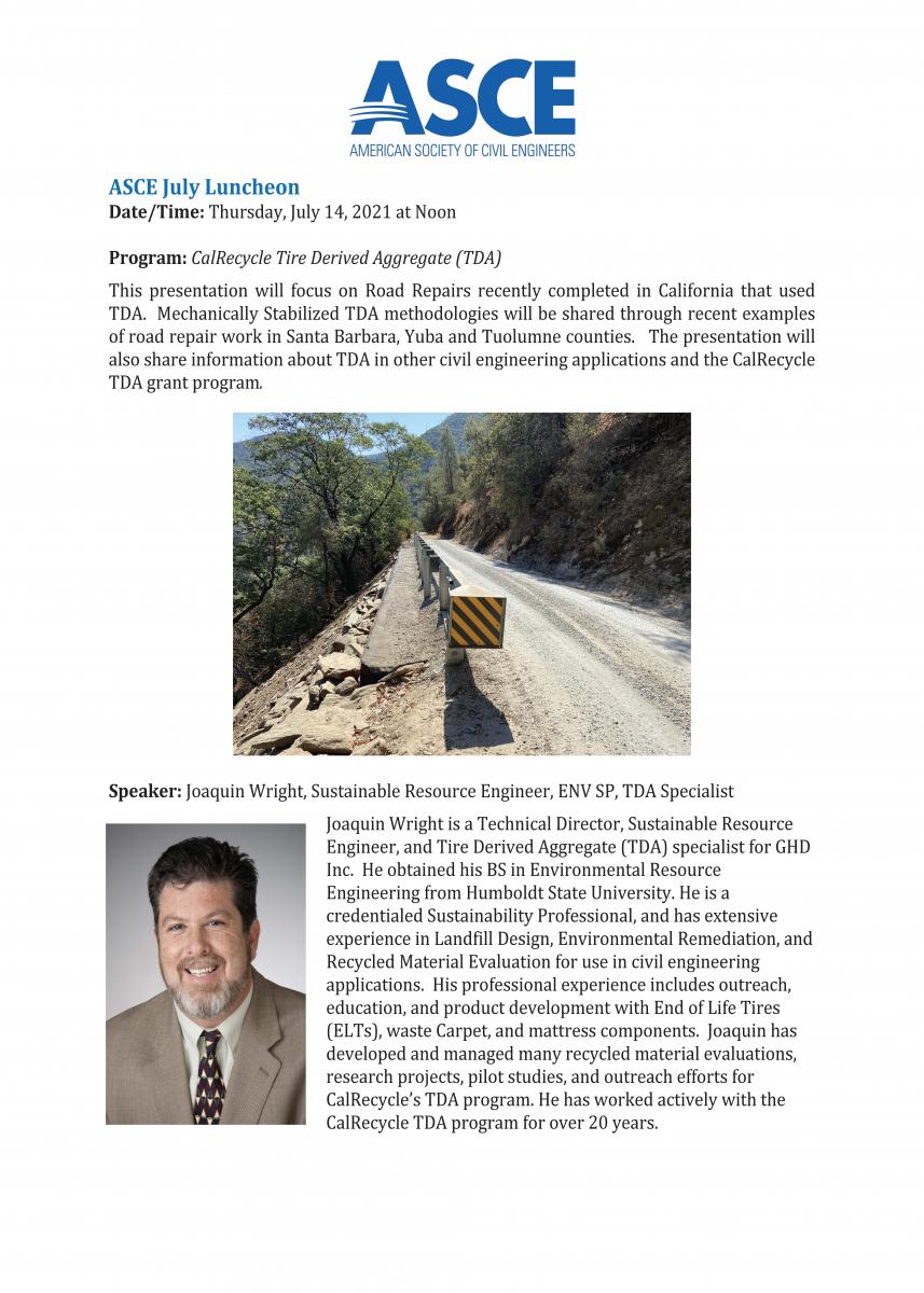 ASCE July Virtual Luncheon | Redwood Empire Branch